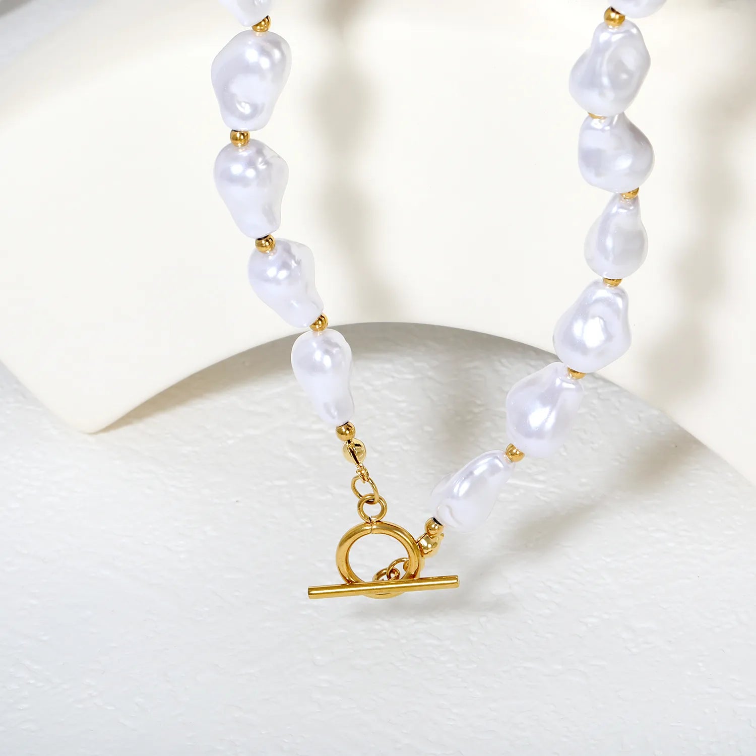 Wholesale Gold Baroque Pearl Necklace | 24pcs 11*15mm Faux Pearls ...